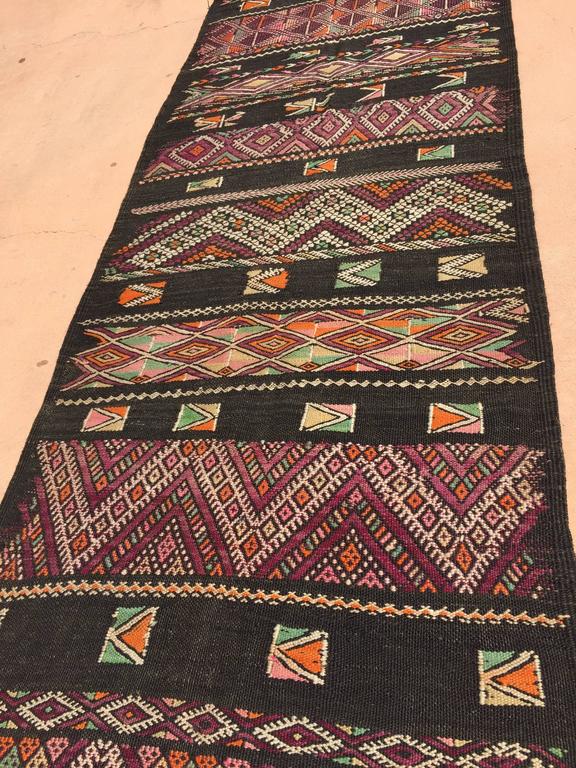 Moroccan Black Tuareg Tribal African Rug Runner For Sale at 1stdibs
