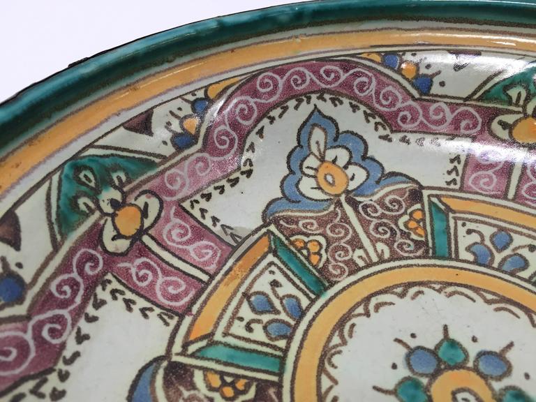 Moroccan Handcrafted Ceramic Bowl with Brass from Fez at 1stDibs