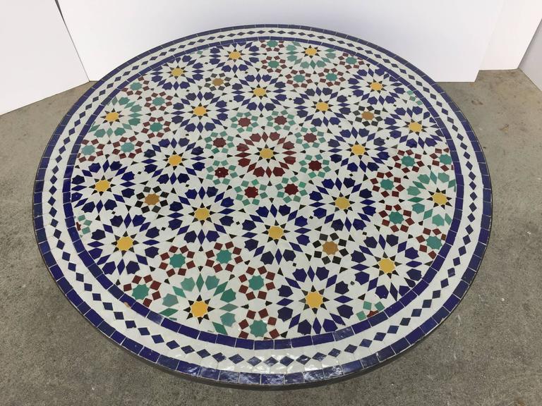 Moroccan Mosaic Round Tile Coffee table on Iron Base at 1stDibs ...