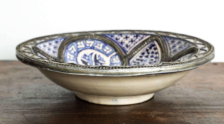 Moroccan Fez Ceramic Plate in Blue and White Adorned with Filigree at ...
