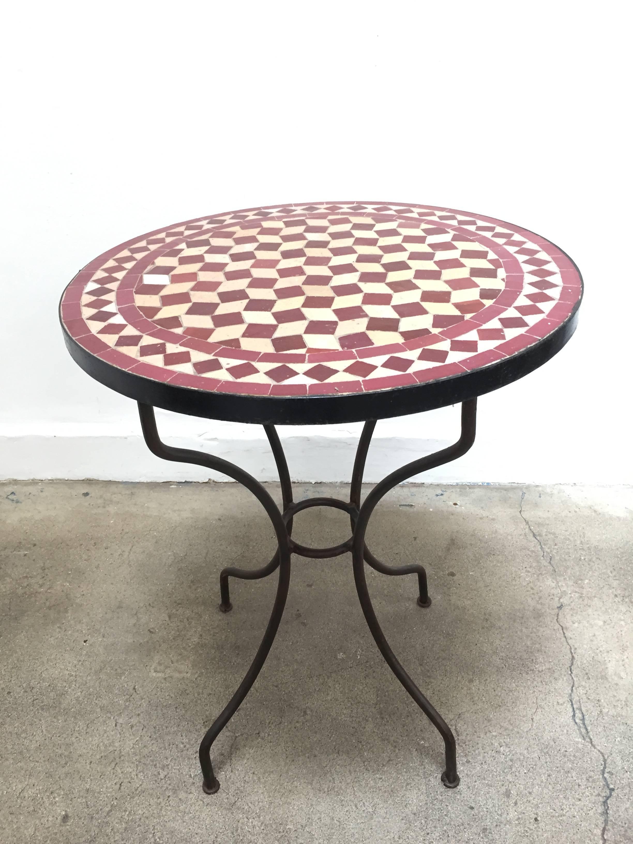 Moroccan Mosaic Tile Bistro Table on Iron Base at 1stDibs