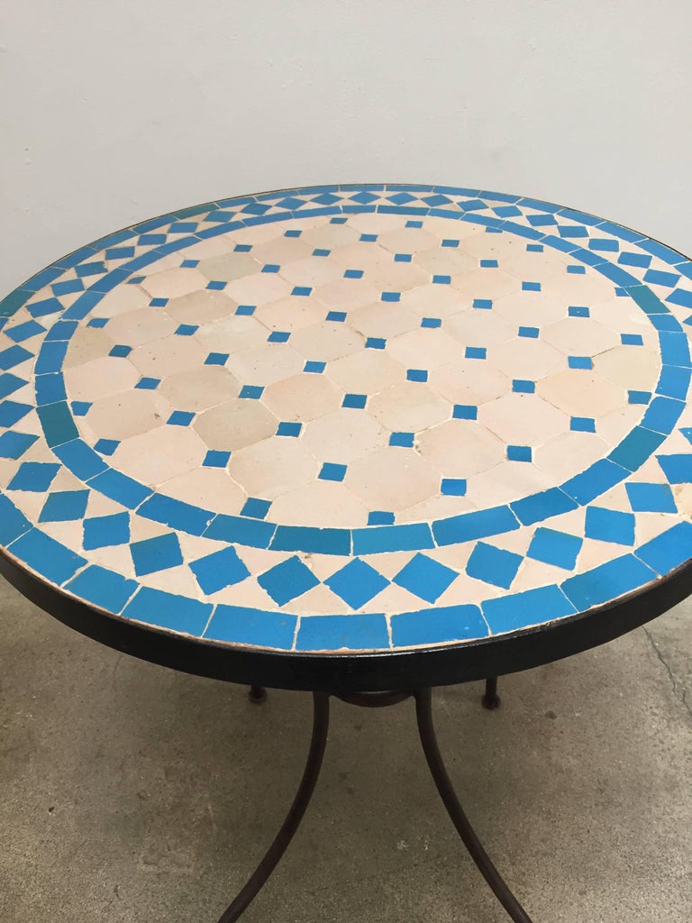 Moroccan Mosaic Blue Tile Bistro Table at 1stDibs