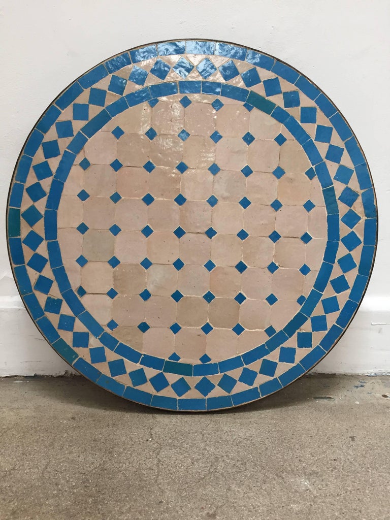 Moroccan Mosaic Blue Tile Bistro Table at 1stDibs