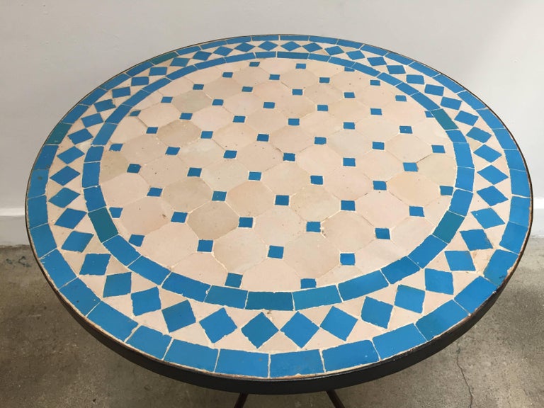 Moroccan Mosaic Blue Tile Bistro Table at 1stDibs