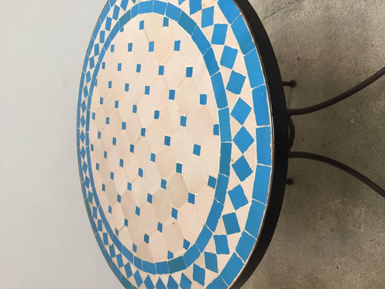 Moroccan Mosaic Blue Tile Bistro Table at 1stDibs