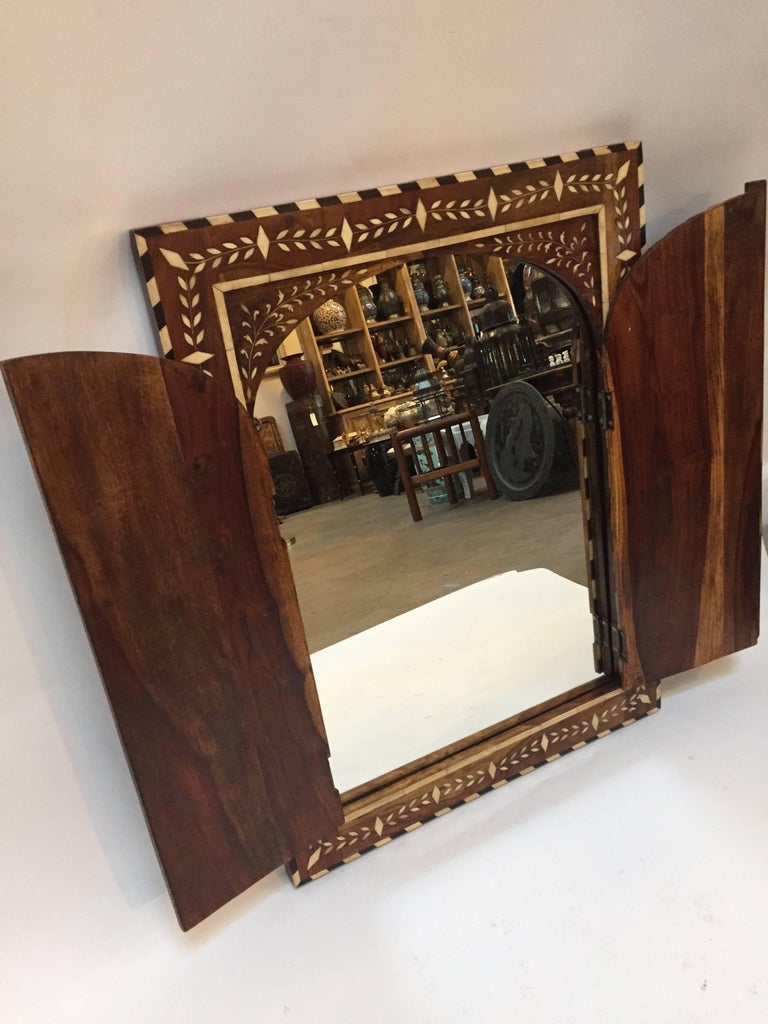 Vizagapatam Anglo-Indian Wall Window Mirror Inlaid with Ox Bone at 1stDibs