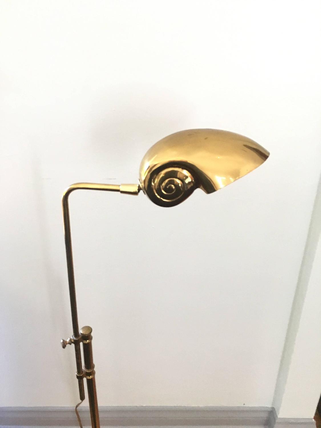 Nautilus Shell Adjustable Brass Floor Lamp For Sale at 1stdibs