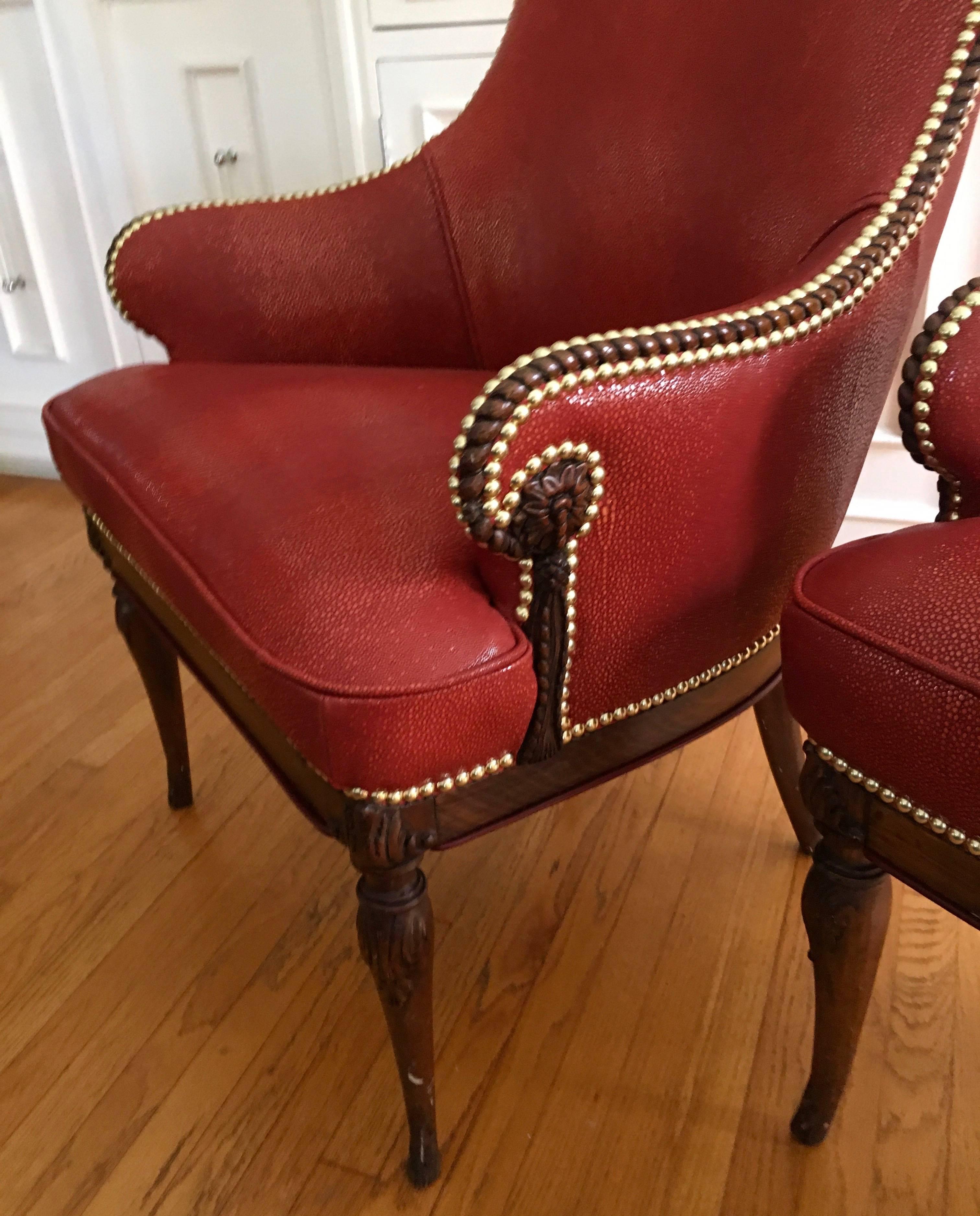 Pair of Classic Grosfeld House Chairs in Shagreen at 1stDibs