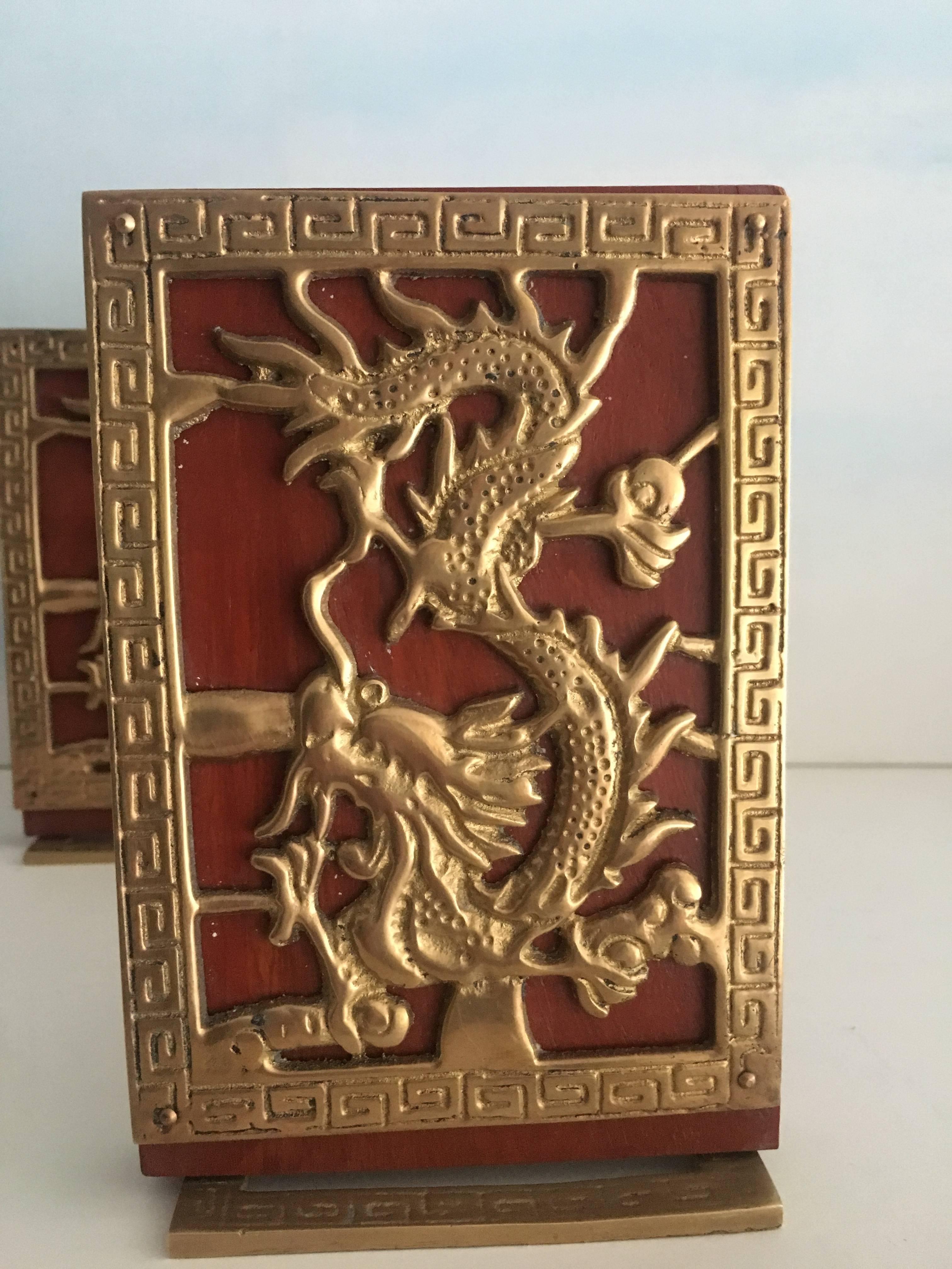 Pair of Brass Bookends with Asian Chinese Dragon Motif at 1stDibs ...
