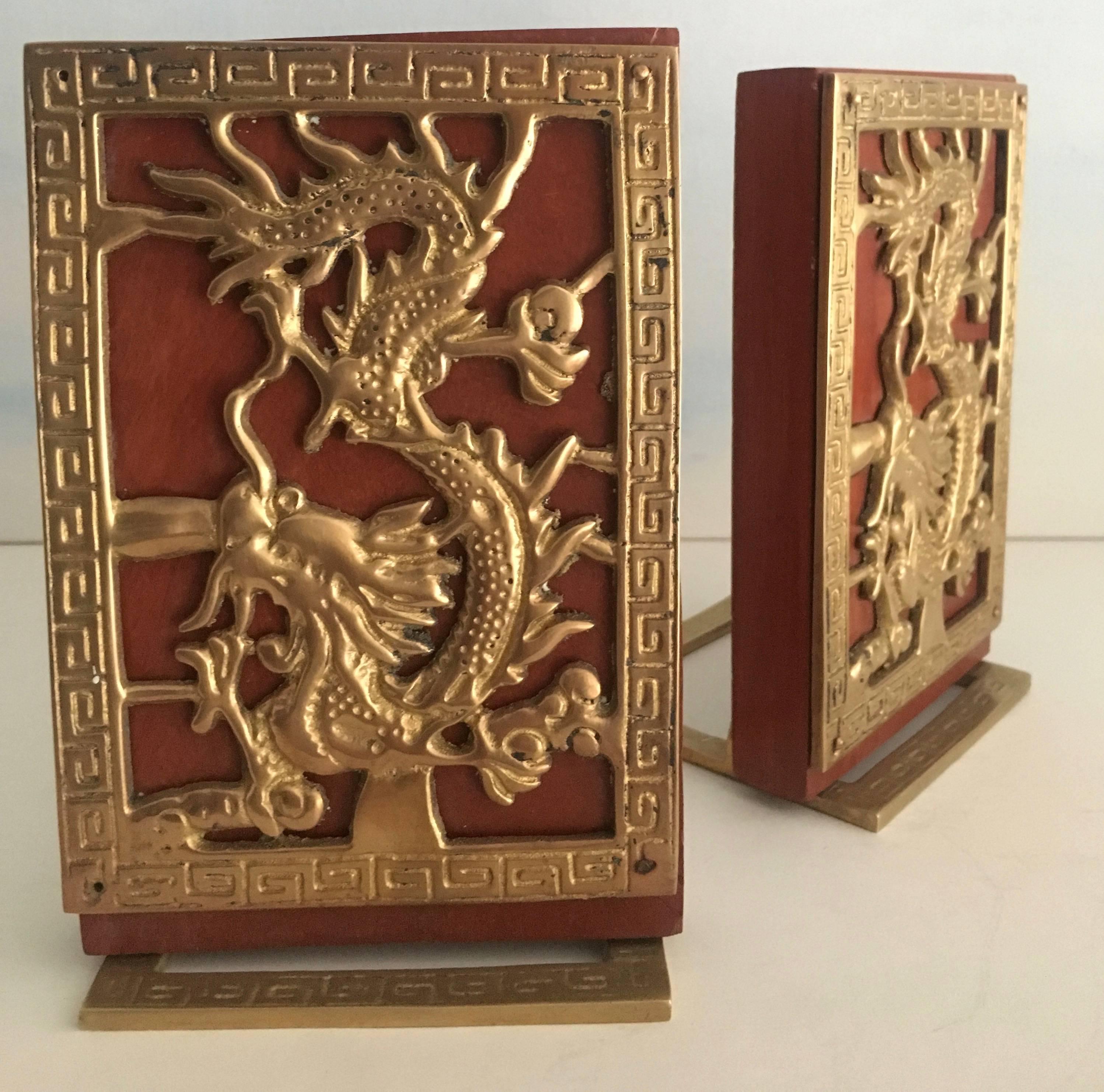 Pair of Brass Bookends with Asian Chinese Dragon Motif at 1stDibs ...