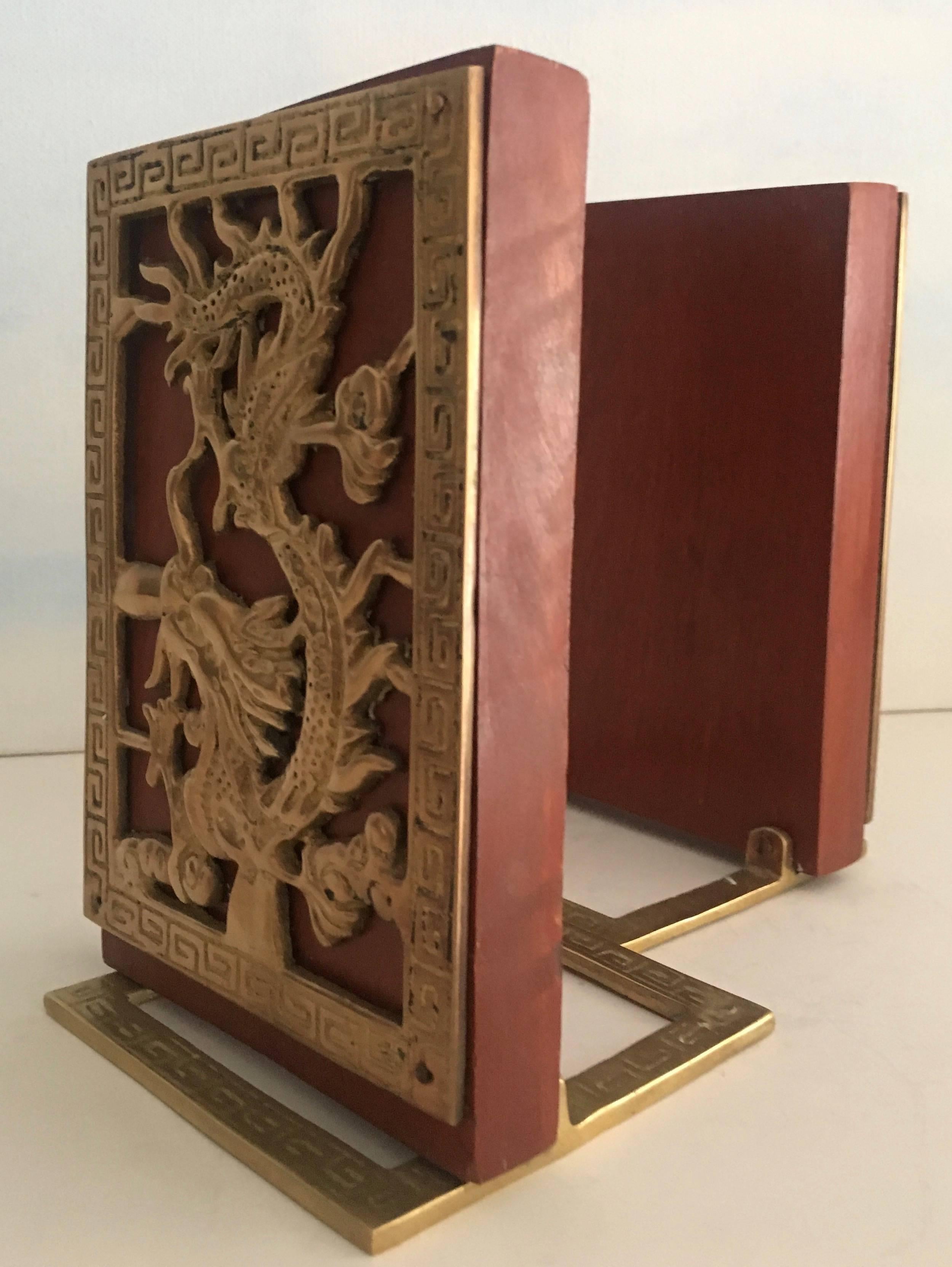 Pair of Brass Bookends with Asian Chinese Dragon Motif at 1stDibs ...