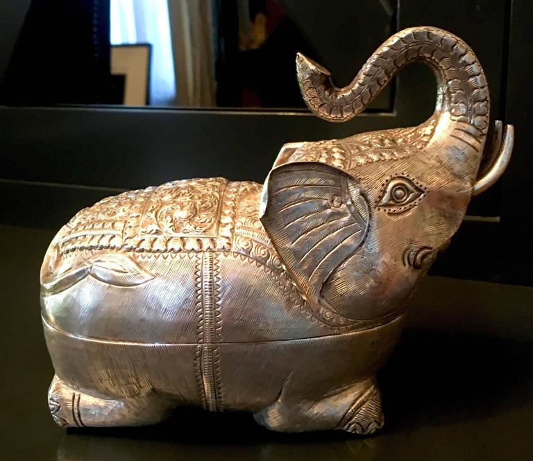 Impressive Sterling Silver Elephant Box at 1stDibs