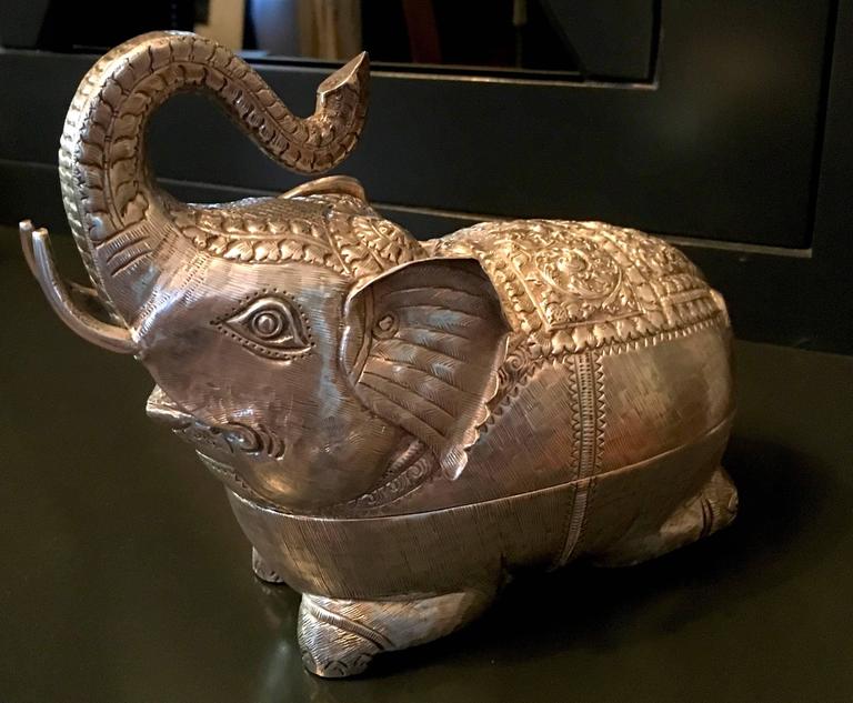 Impressive Sterling Silver Elephant Box at 1stDibs