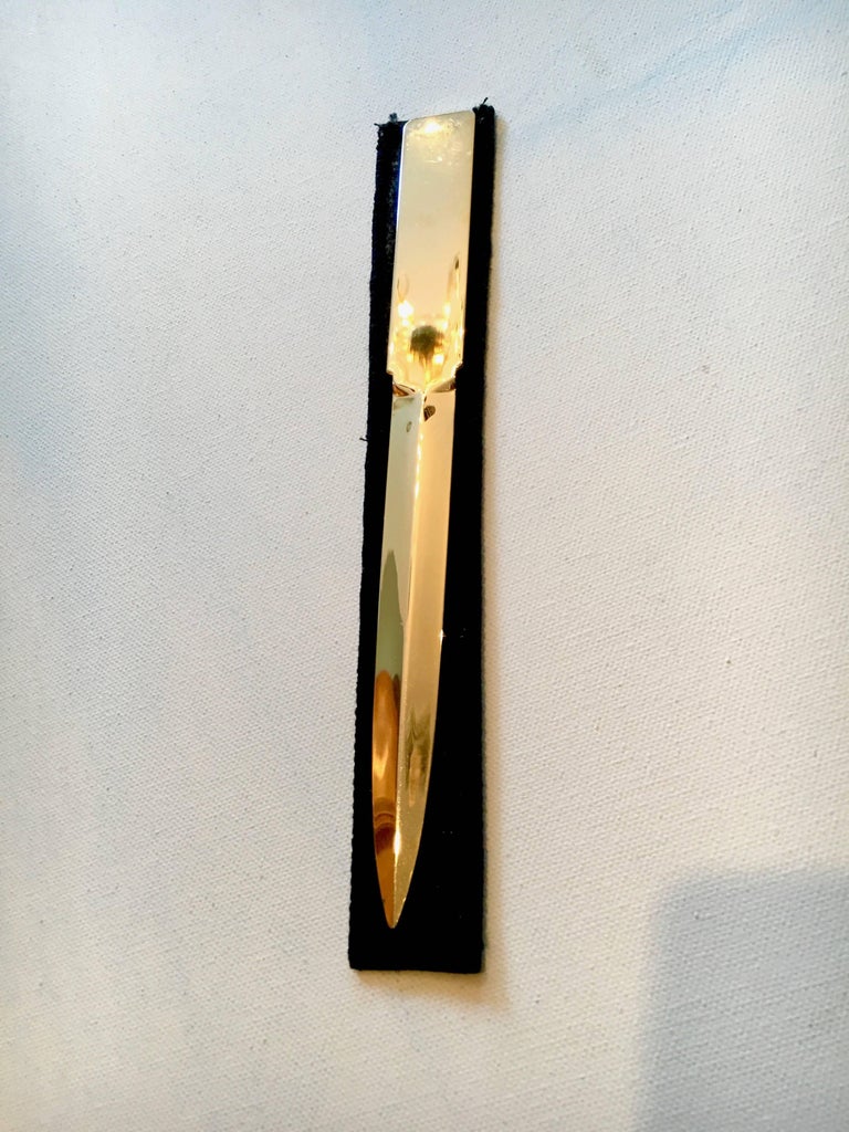 Gold Plate Letter Opener with Felt Case For Sale at 1stDibs