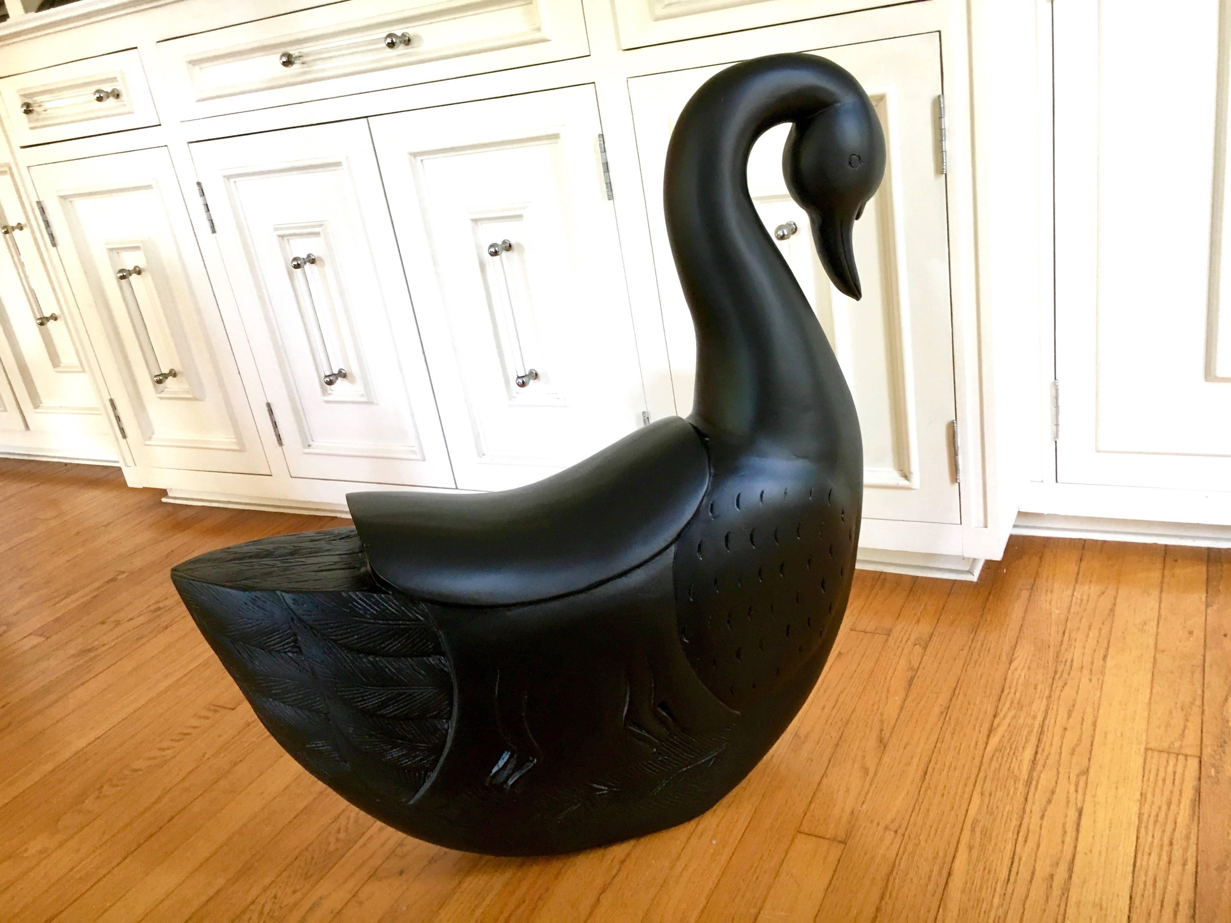 Vintage Carved Wooden Swan Rocker at 1stDibs