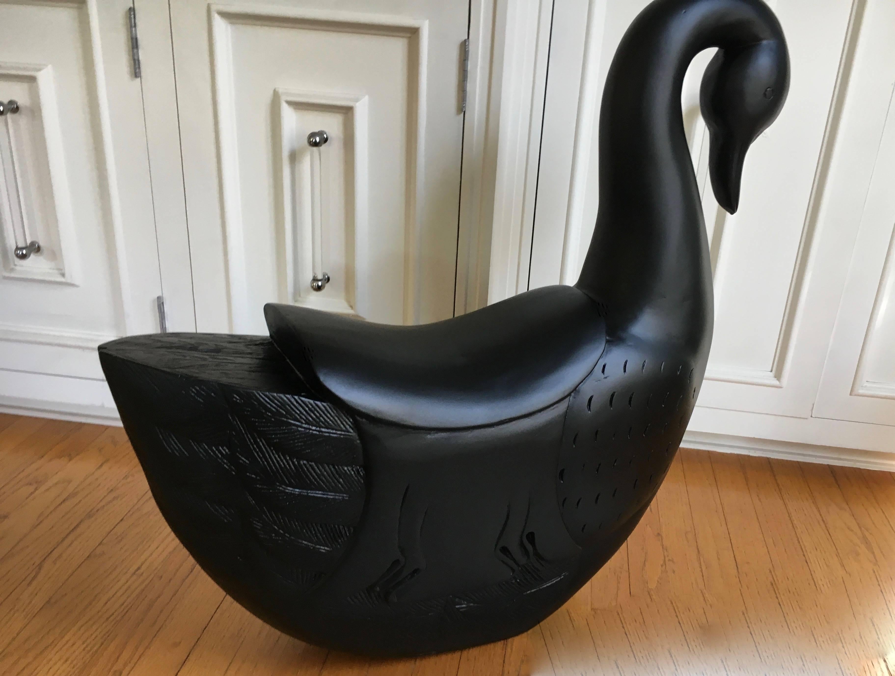 Vintage Carved Wooden Swan Rocker at 1stDibs
