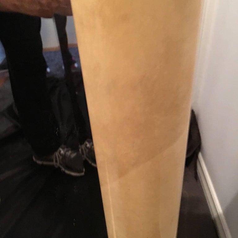 Mid-Century Goatskin Mirror with Brass Detail at 1stDibs