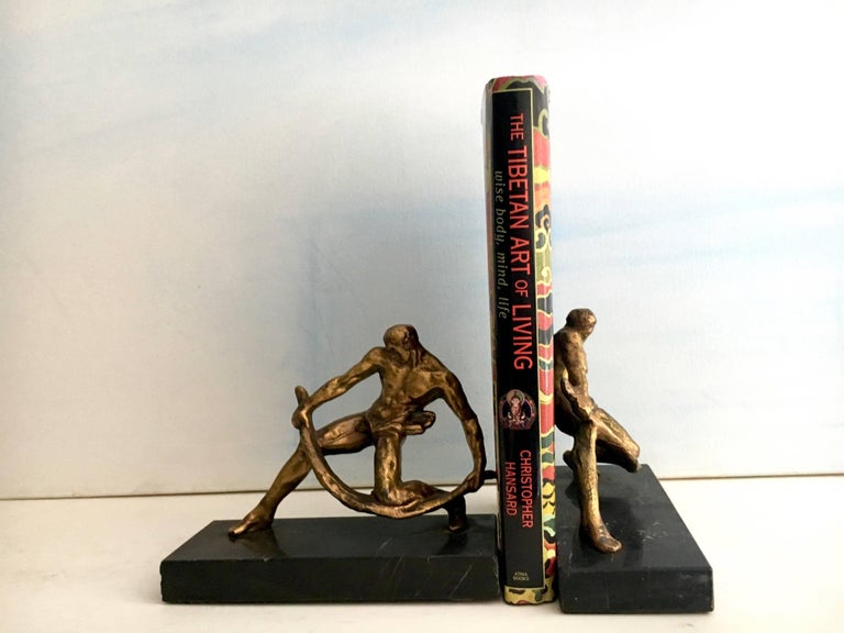 Pair of Gilt Sculptural Male Muscular Bookends at 1stDibs