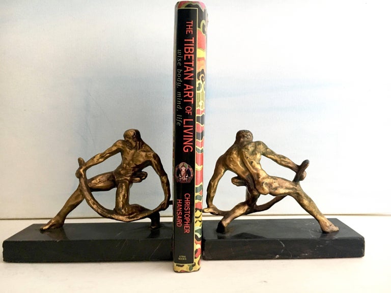 Pair of Gilt Sculptural Male Muscular Bookends at 1stDibs