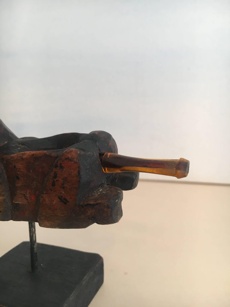 Wooden Guatemalan Horse Marijuana 420 Pipe on Stand For Sale at 1stDibs