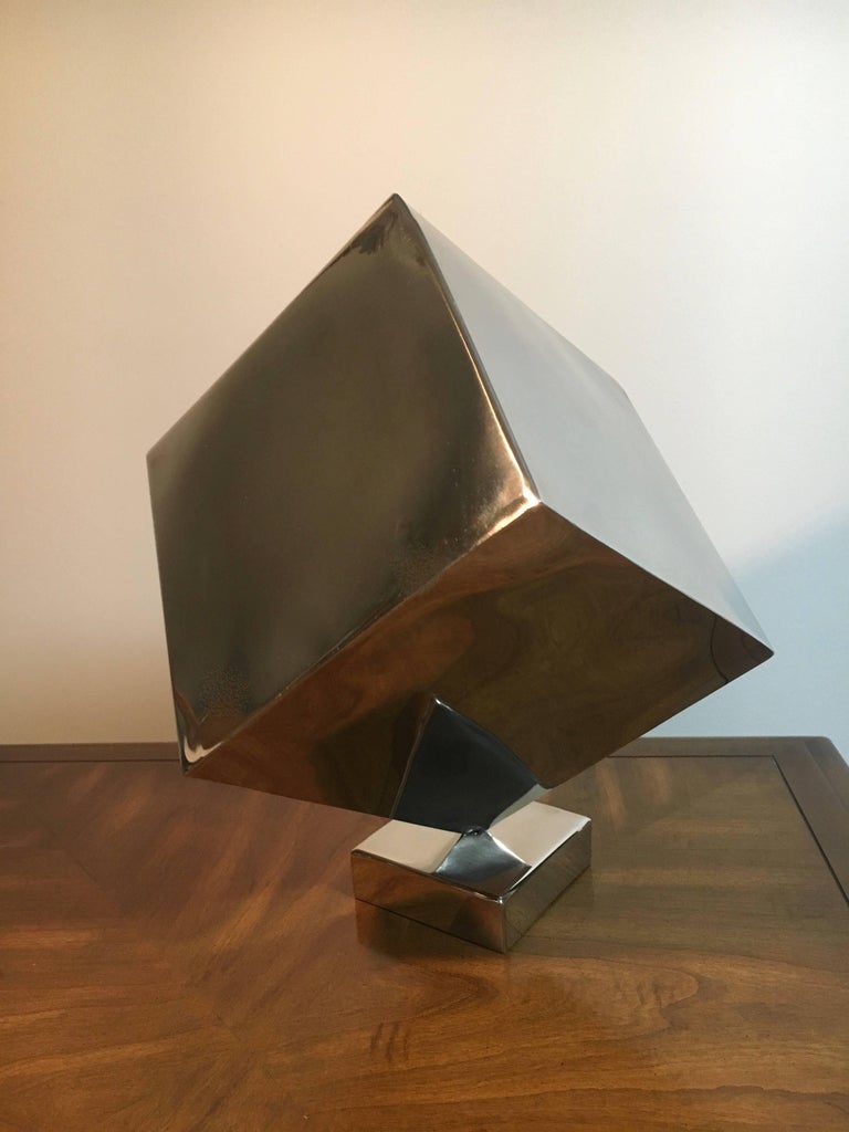 Polished Chrome Cube Sculpture at 1stdibs