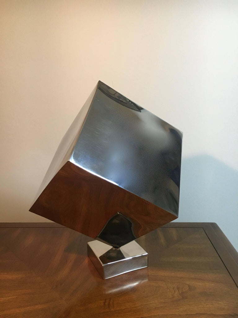 Polished Chrome Cube Sculpture at 1stdibs