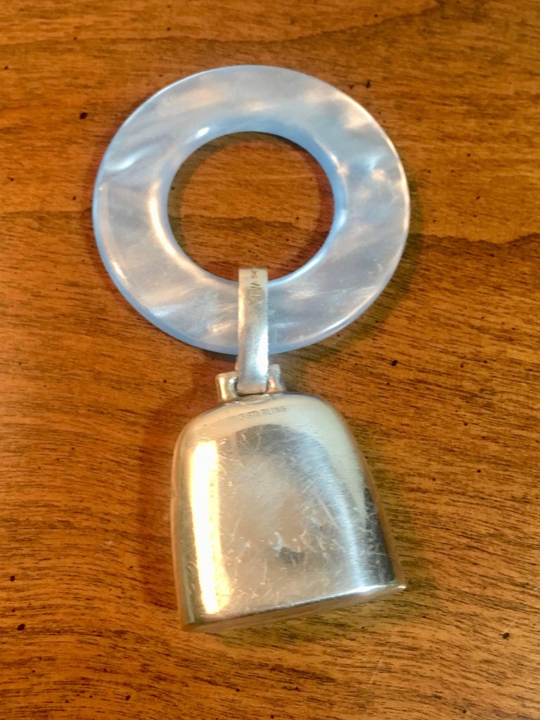 Baby Teething Ring with Engravable Sterling Silver Bell at 1stDibs