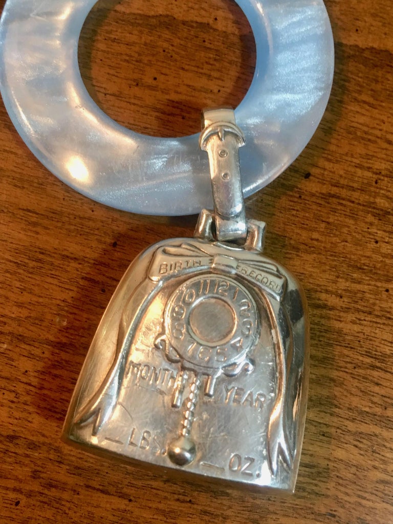 Baby Teething Ring with Engravable Sterling Silver Bell at 1stDibs