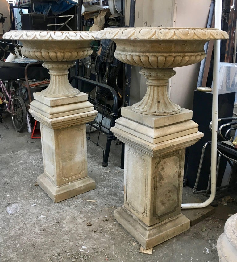 Limestone Planters on Bases at 1stDibs
