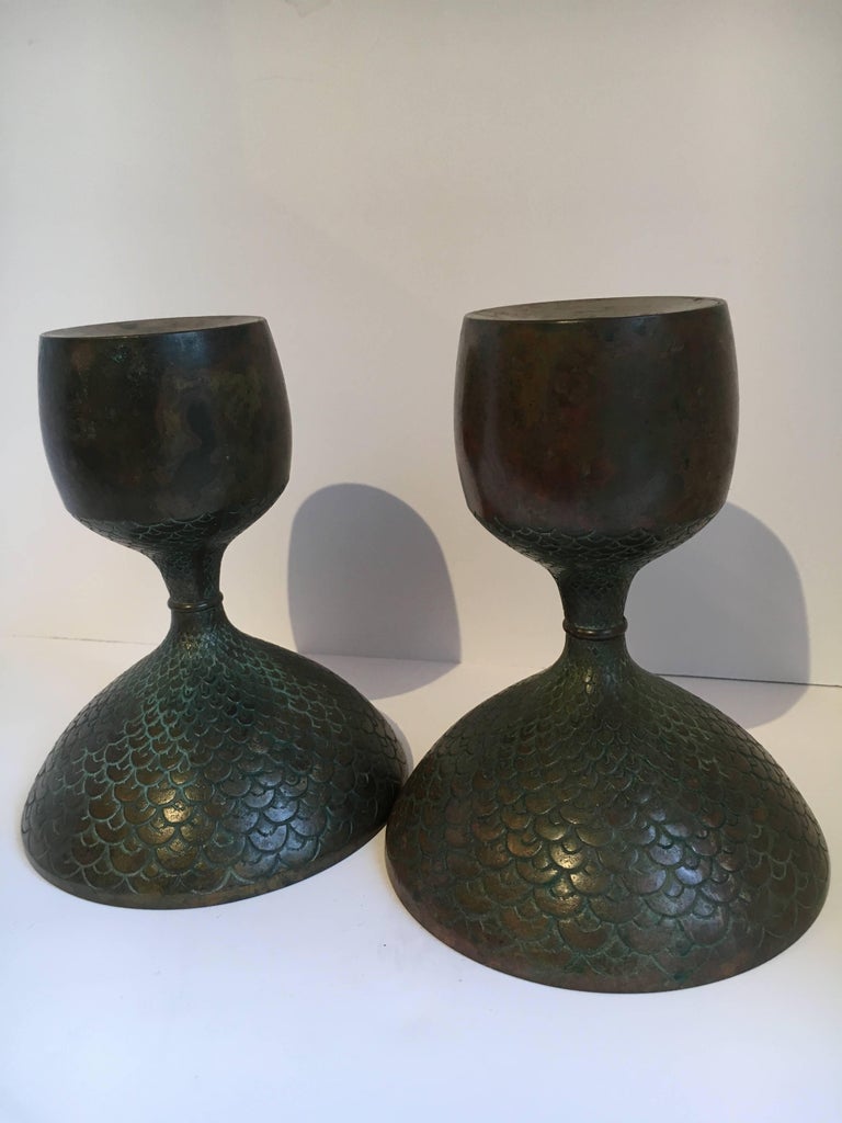 Pair of Bronze European Candle Sticks at 1stDibs