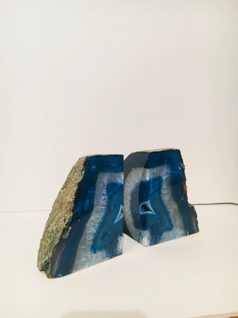 Brilliant Blue Quartz Crystal Bookends at 1stDibs