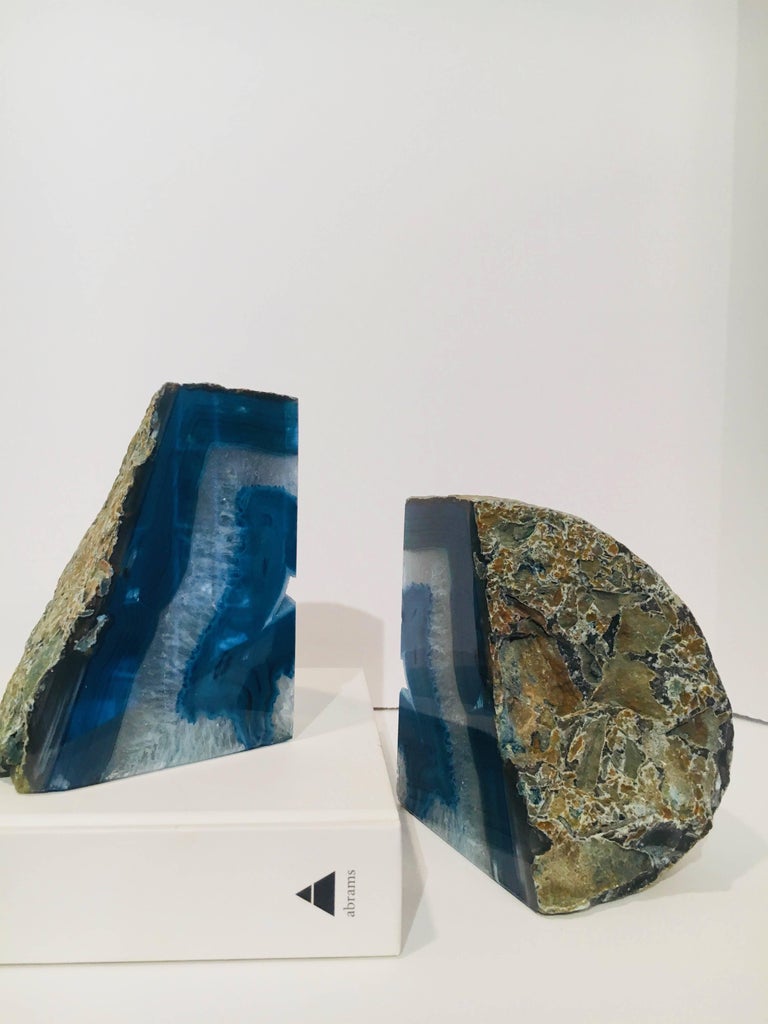 Brilliant Blue Quartz Crystal Bookends at 1stDibs