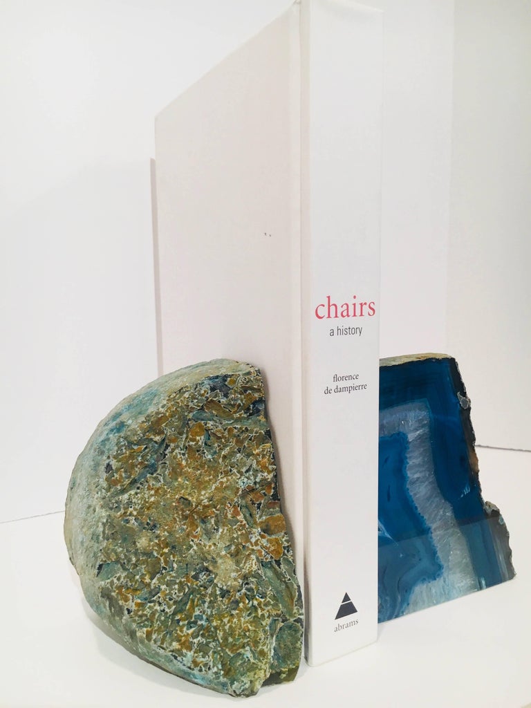 Brilliant Blue Quartz Crystal Bookends at 1stDibs