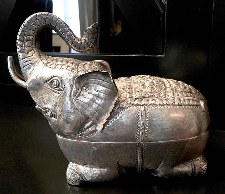 Impressive Sterling Silver Elephant Box at 1stDibs