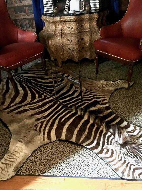 Authentic Vintage Felt Backed Zebra Hide Rug at 1stdibs