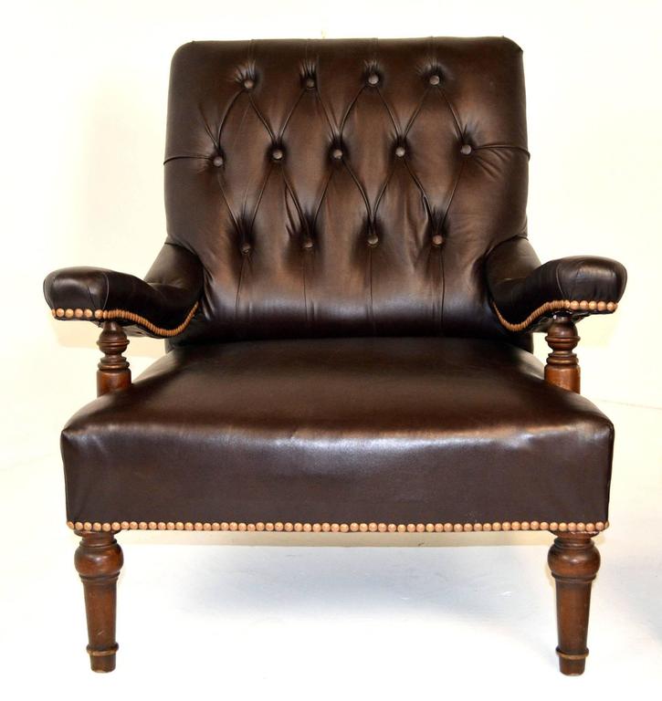 Pair of Edwardian English Leather Library Chairs at 1stDibs