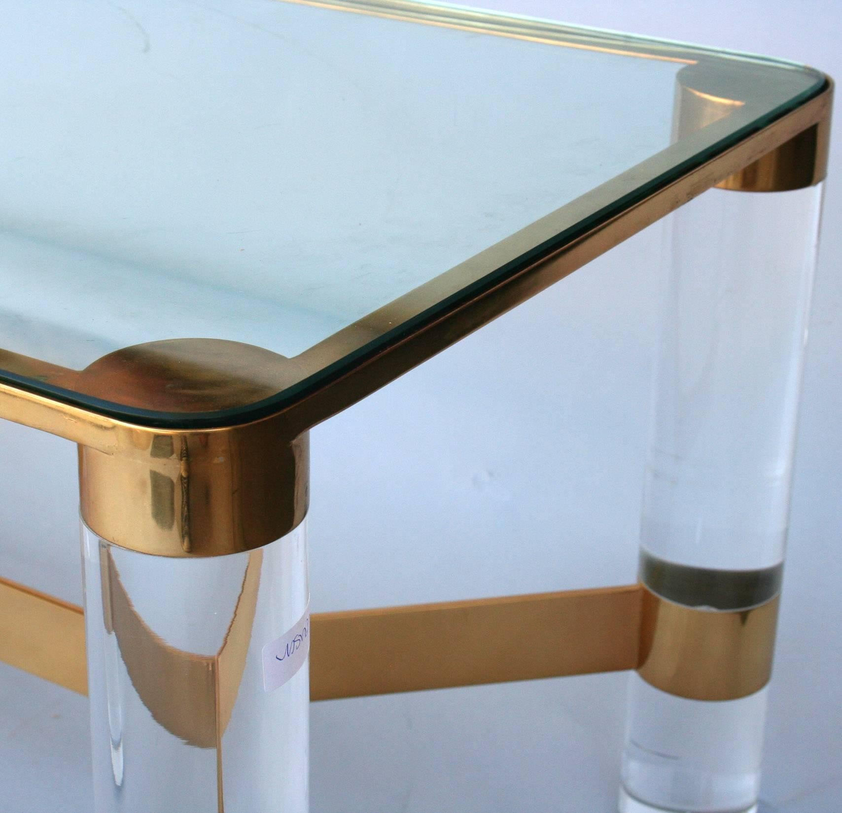 Karl Springer Lucite and Brass Occasional Table at 1stDibs