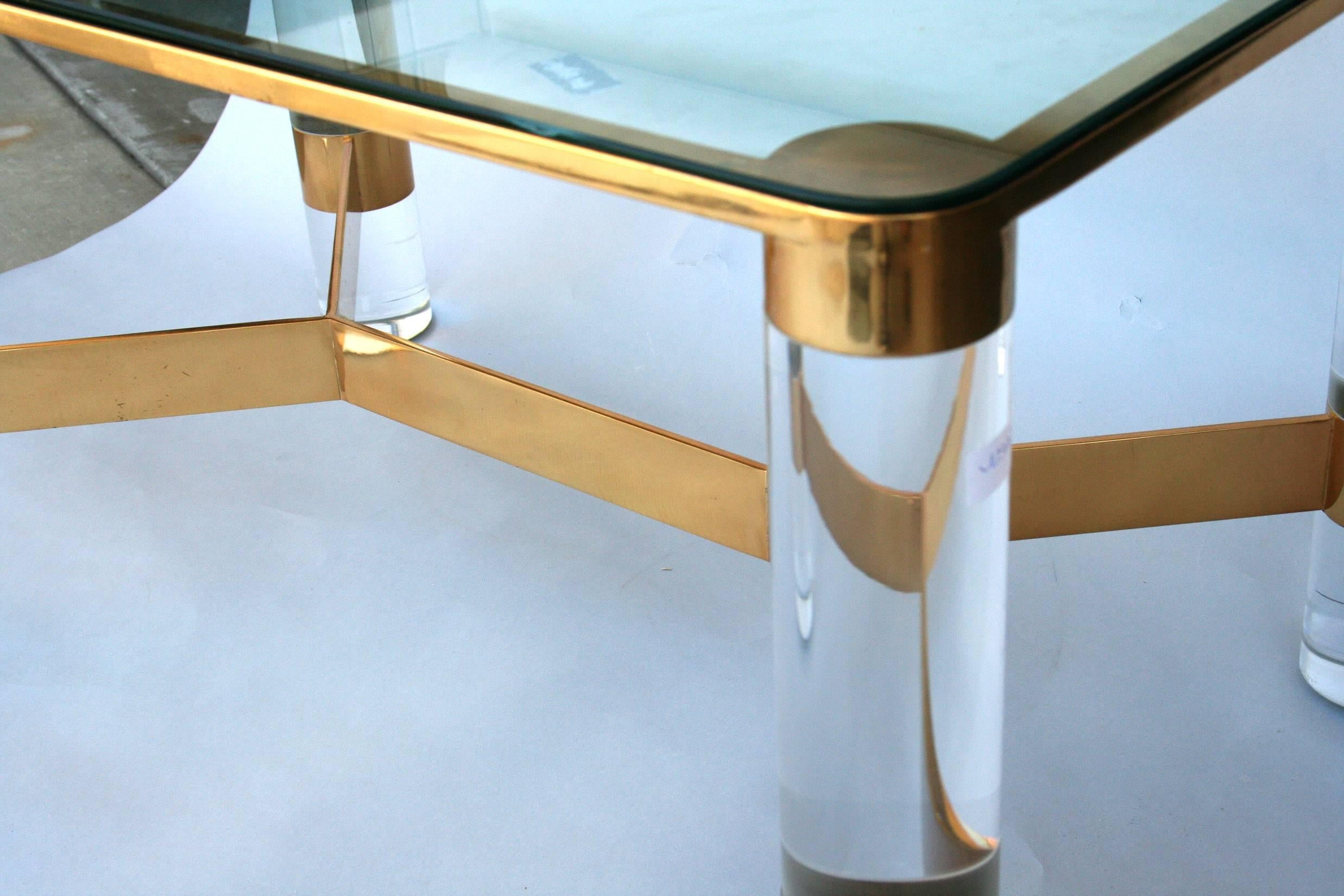 Karl Springer Lucite and Brass Occasional Table at 1stDibs