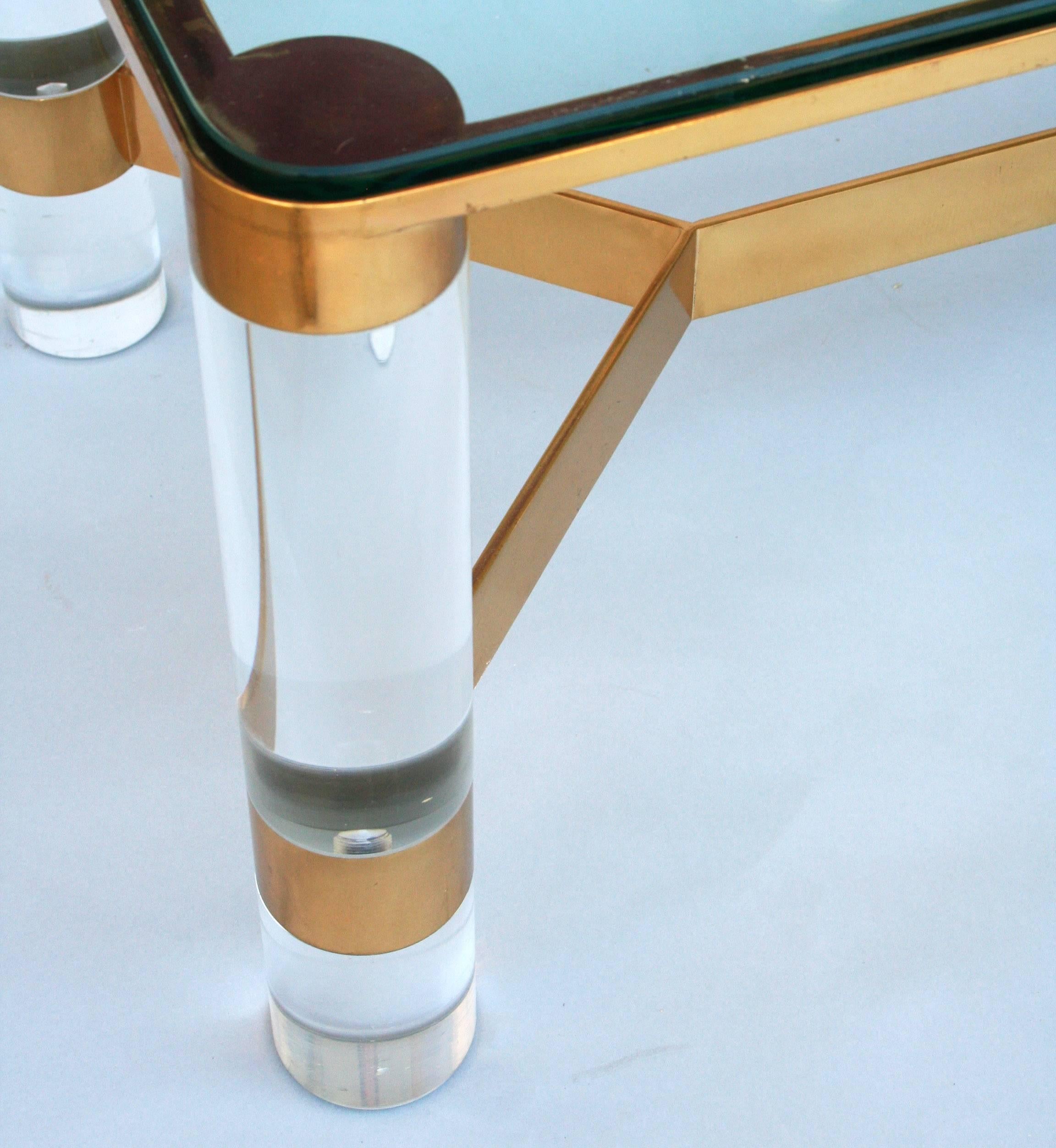 Karl Springer Lucite and Brass Occasional Table at 1stDibs