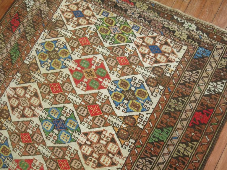 Colorful Antique Caucasian Rug For Sale at 1stDibs