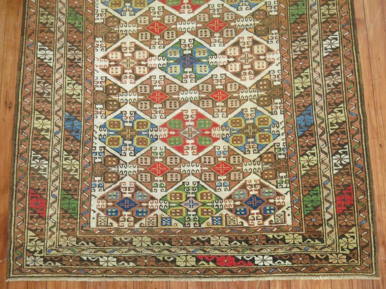 Colorful Antique Caucasian Rug For Sale at 1stDibs
