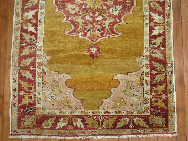 Mustard Antique Turkish Scatter Throw Size Rug For Sale at 1stDibs
