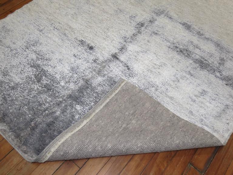 Silver Turkish Cotton Silk Rug at 1stDibs | silver silk rug
