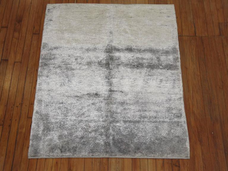 Silver Turkish Cotton Silk Rug at 1stDibs | silver silk rug