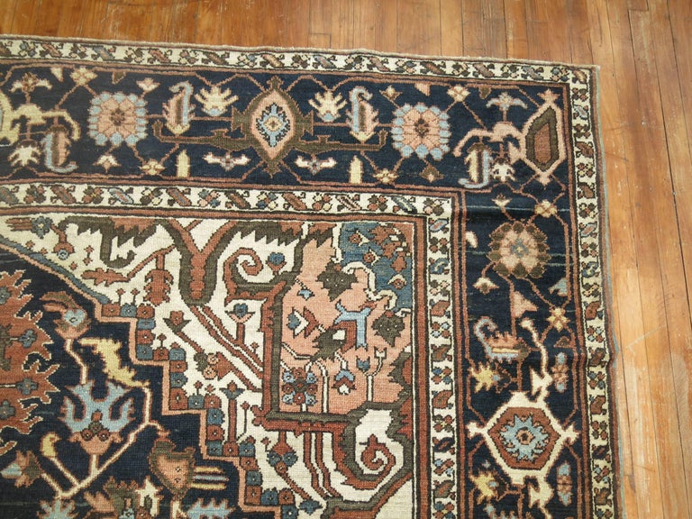 Persian Heriz Charcoal Brown Navy Room Size Early 20th Century ...