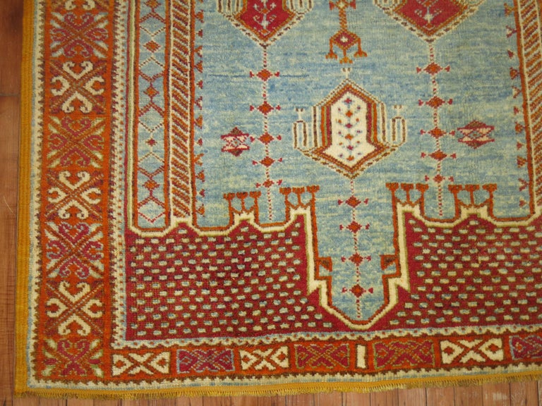 Vintage Sky Blue Moroccan Rug For Sale at 1stDibs