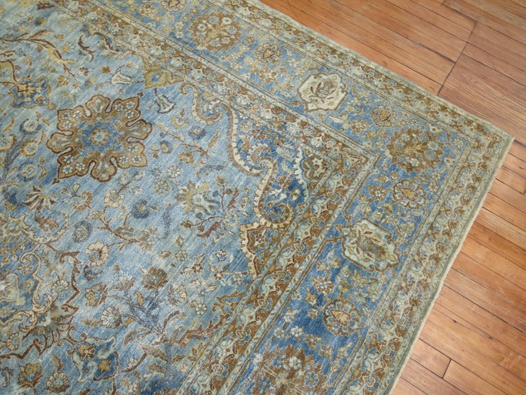 Powder Blue Antique Persian Tabriz Shabby Chic Rug For Sale at 1stDibs ...