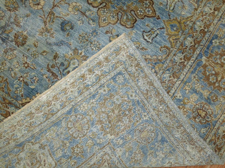 Powder Blue Antique Persian Tabriz Shabby Chic Rug For Sale at 1stDibs ...