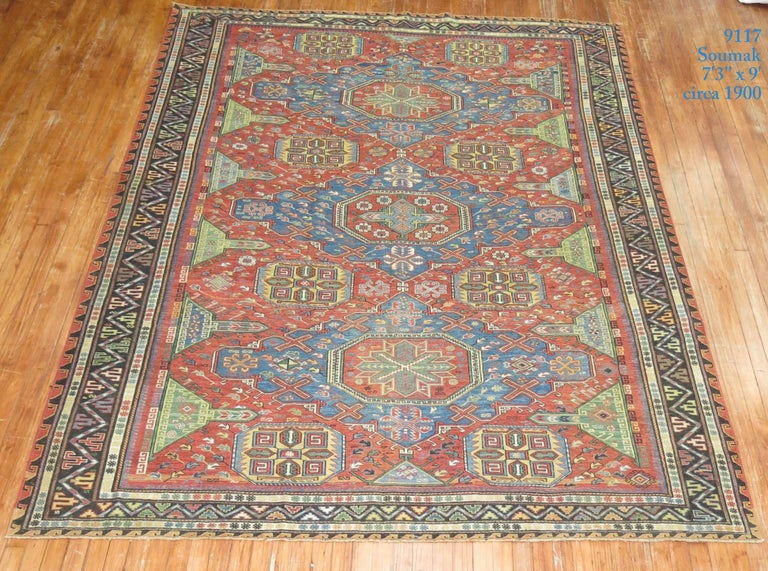 Roomsize Antique Soumak Caucasian Rug For Sale at 1stDibs | soumak rugs ...