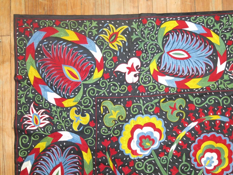 Beautiful Colorful Vintage Inspired Suzani Embroidery For Sale at 1stDibs